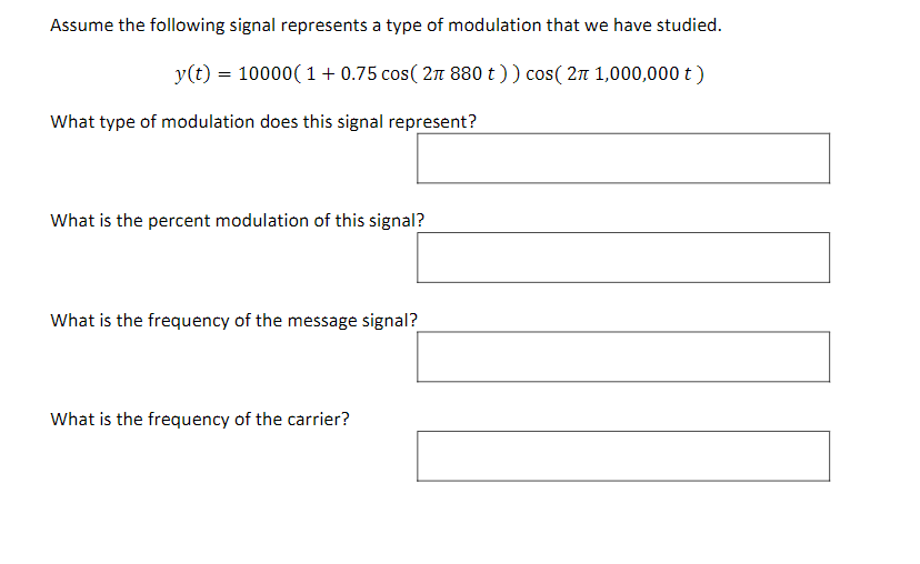 Solved Assume the following signal represents a type of | Chegg.com