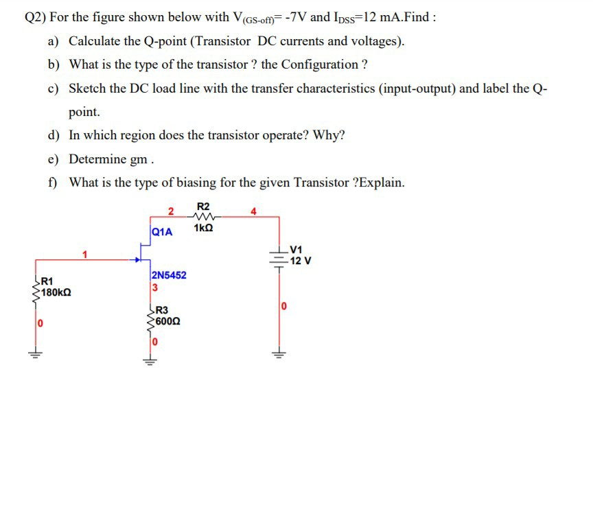 Solved Q2) For the figure shown below with VGS-off)= -7V and | Chegg.com