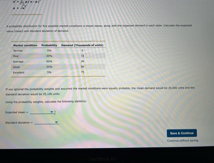 Solved 20. Probability-weighted means and standard | Chegg.com