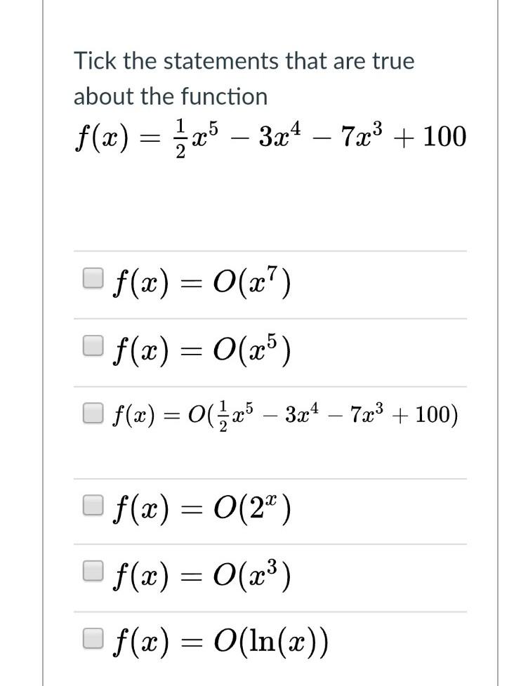 Solved Tick the statements that are true about the function | Chegg.com