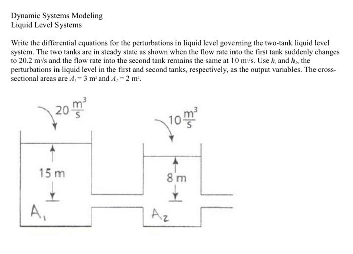 Liquid Level Systems Write the differential equations | Chegg.com