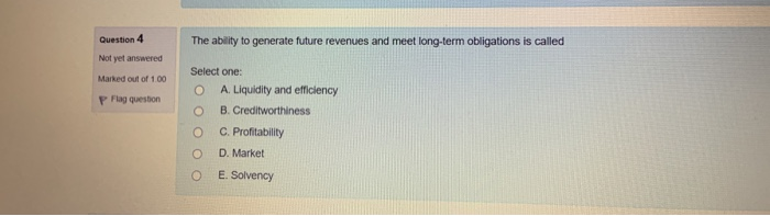 Solved Question 4 The ability to generate future revenues | Chegg.com