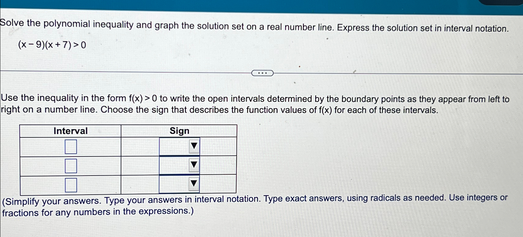 Solved Solve the polynomial inequality and graph the | Chegg.com
