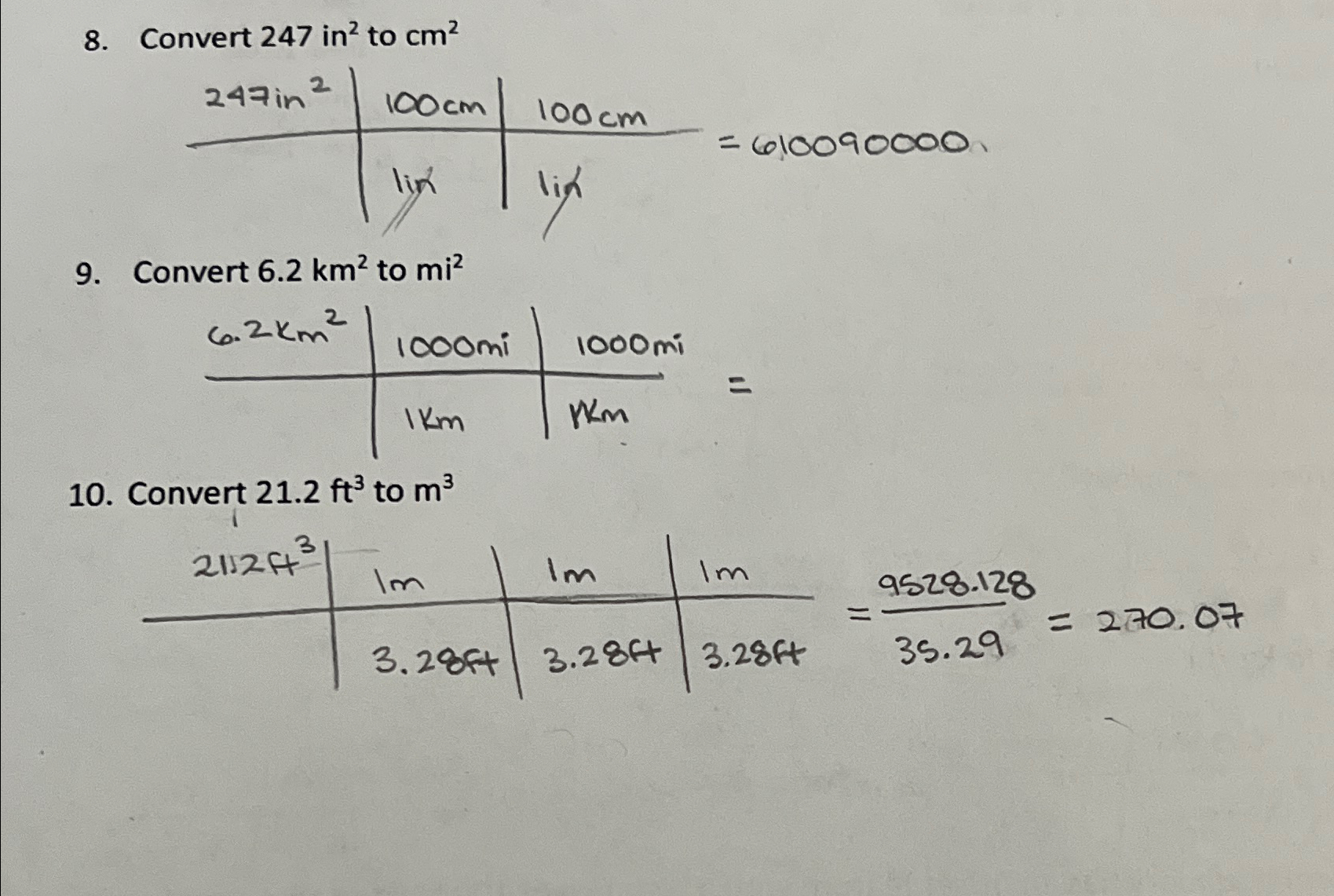 Convert 247in2 ﻿to cm2\table[[247in2,100cm,100cm | Chegg.com