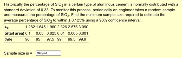 Solved Historically the percentage of SiO2 in a certain type | Chegg.com