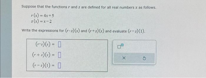 Solved Suppose that the functions r and s are defined for | Chegg.com