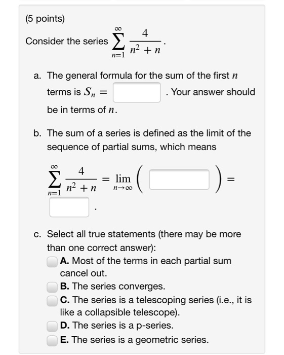 Solved (5 points)Consider the series | Chegg.com