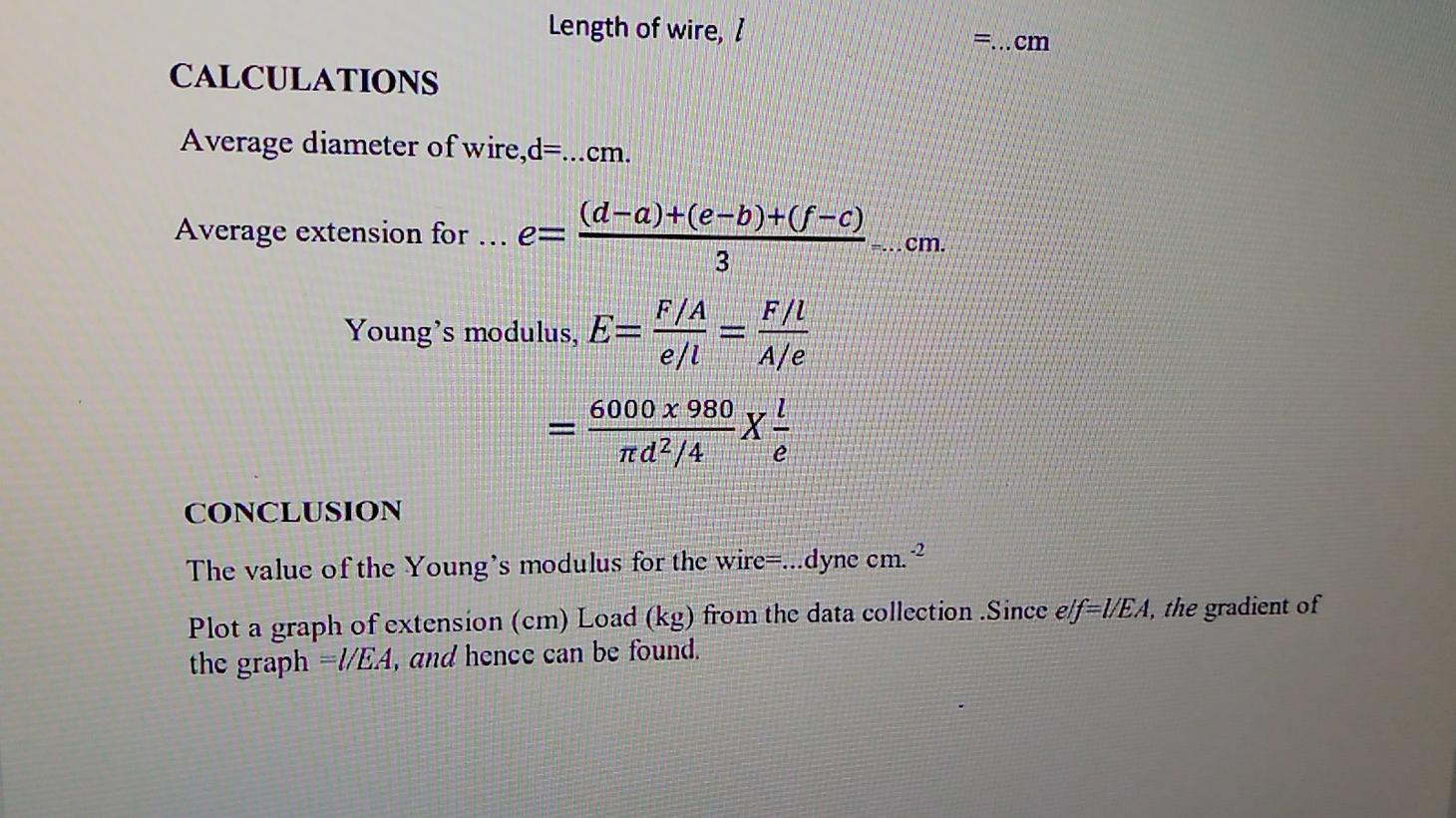EXPERIMENT 3: MEASUREMENT OF YOUNG'S MODULUS FOR A | Chegg.com