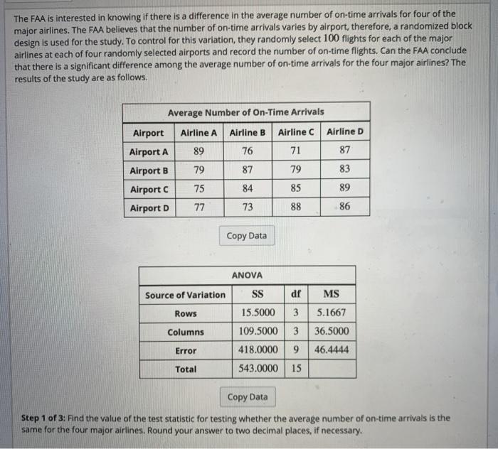 Solved The FAA is interested in knowing if there is a | Chegg.com