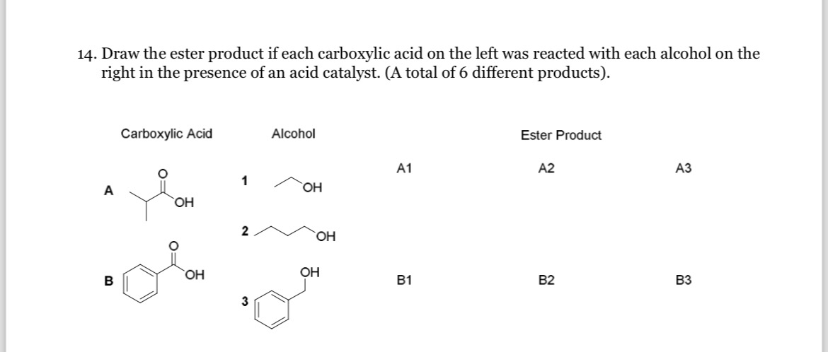 Solved Draw the ester product if each carboxylic acid on the | Chegg.com