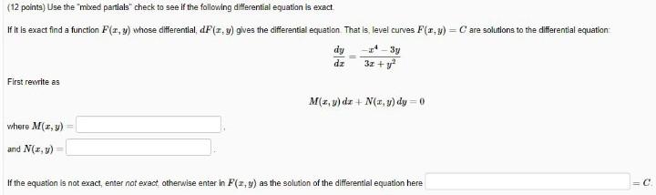 Solved (12 points) Use the "mbxed partlals" check to see if | Chegg.com