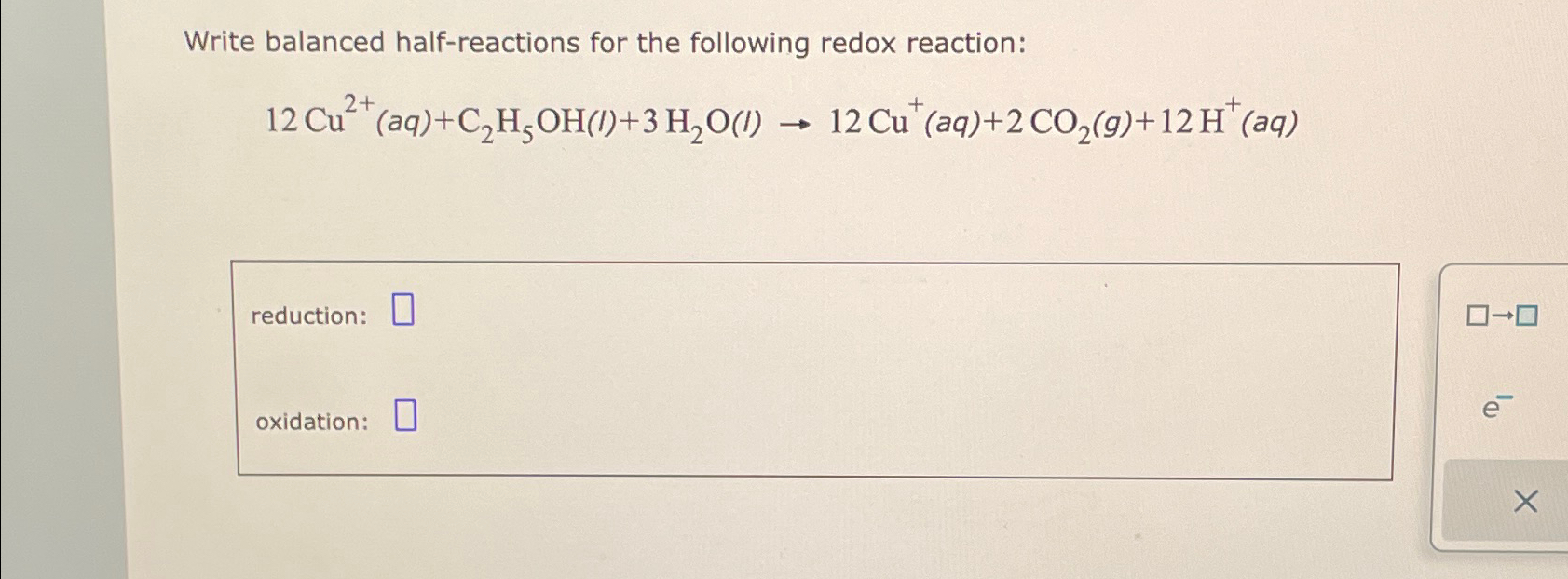 Solved Write balanced half-reactions for the following redox | Chegg.com