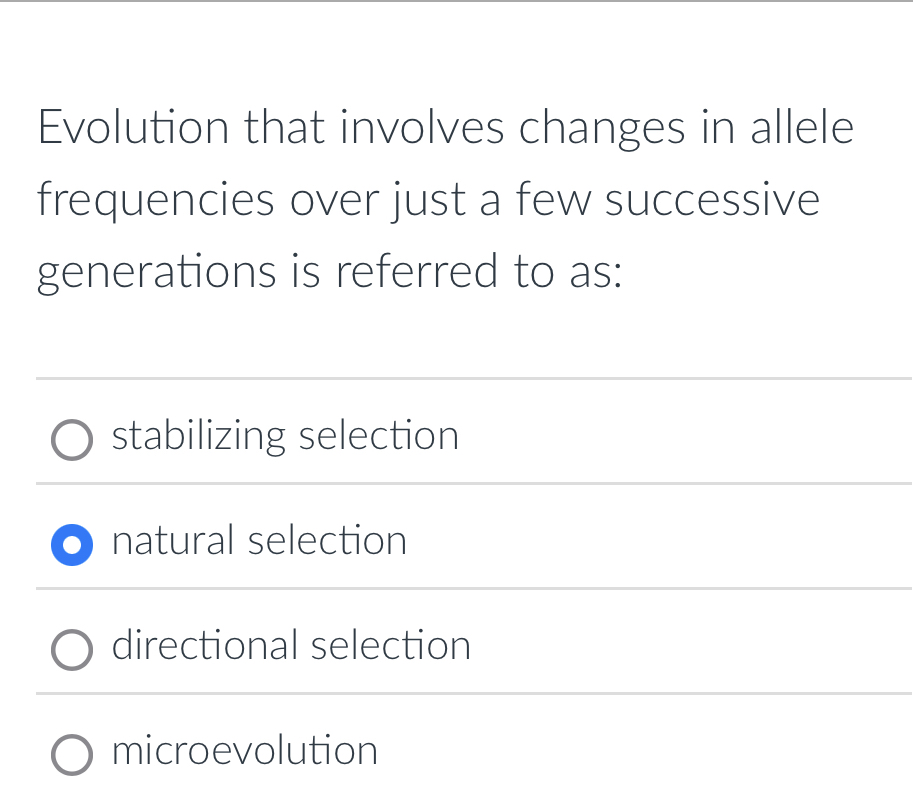 Solved Evolution that involves changes in allele frequencies | Chegg.com