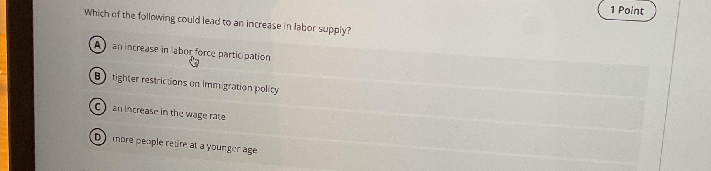 Solved 1 ﻿PointWhich of the following could lead to an | Chegg.com