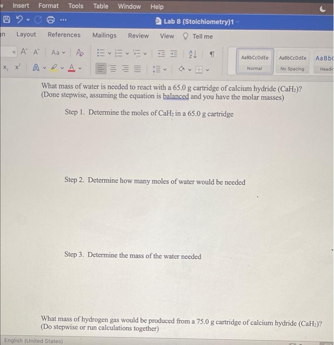 Solved V Insert Format Tools Table Window Help @ Lab 8 | Chegg.com