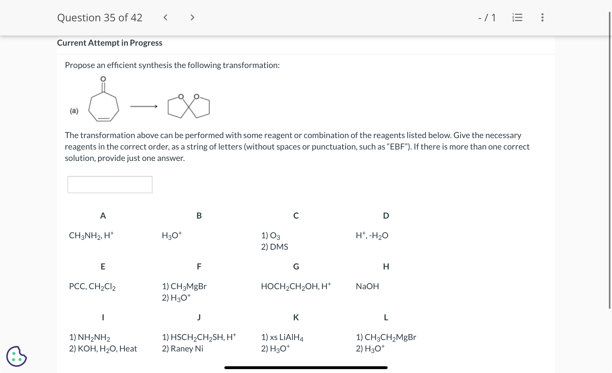 Question 35 ﻿of 42/ 1Current Attempt in | Chegg.com