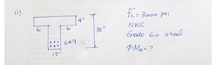 Solved fc′=3000 psi NWC Grade 60 sted ϕMn=? | Chegg.com