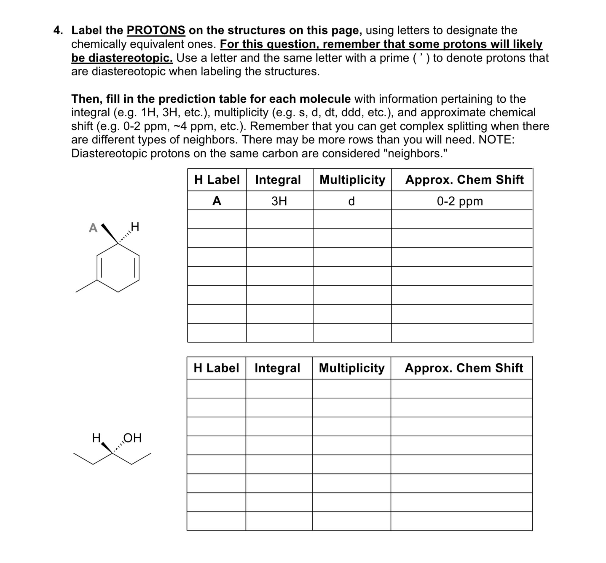 Solved Label the PROTONS on the structures on this page, | Chegg.com
