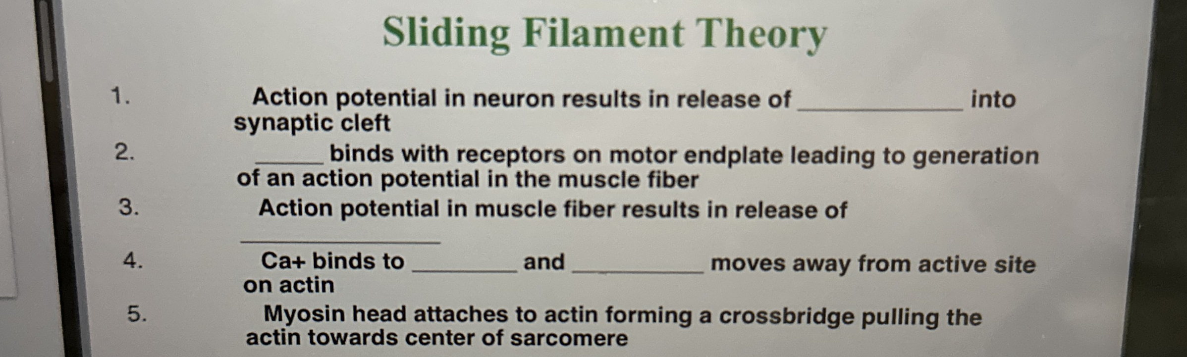 Solved Sliding Filament TheoryAction potential in neuron | Chegg.com