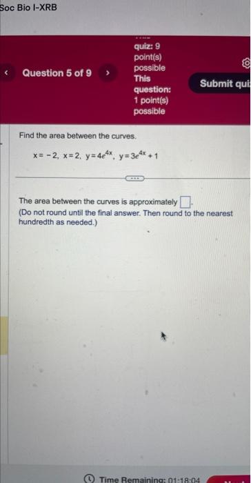 Solved Find the area between the curves. | Chegg.com