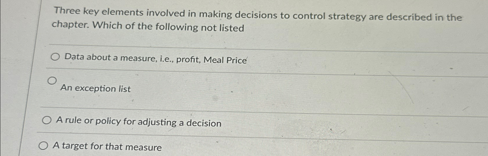 Solved Three key elements involved in making decisions to | Chegg.com