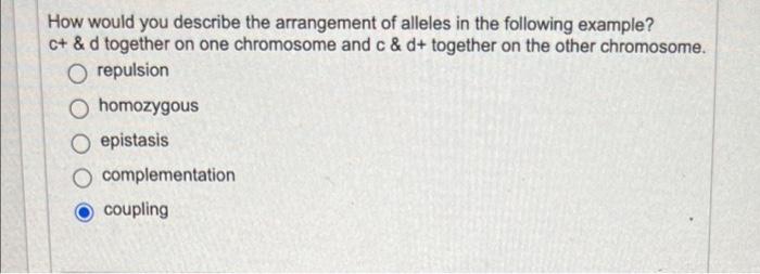 Solved How would you describe the arrangement of alleles in | Chegg.com