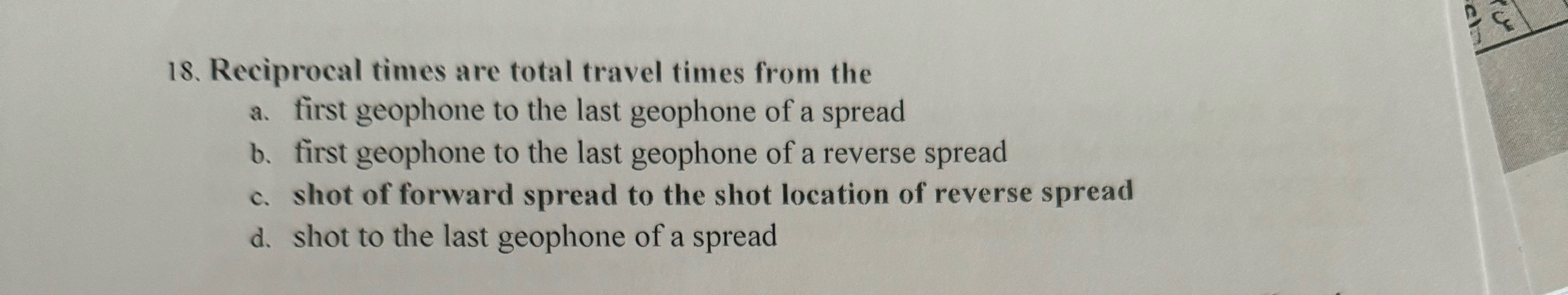 Solved Reciprocal times are total travel times from thea. | Chegg.com