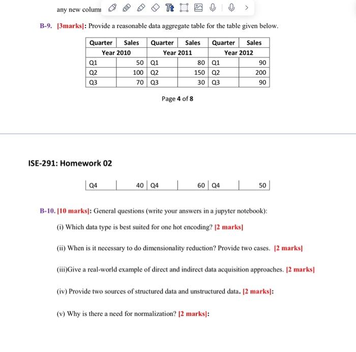 Solved any new colum -9. [3marks]: Provide a reasonable data | Chegg.com