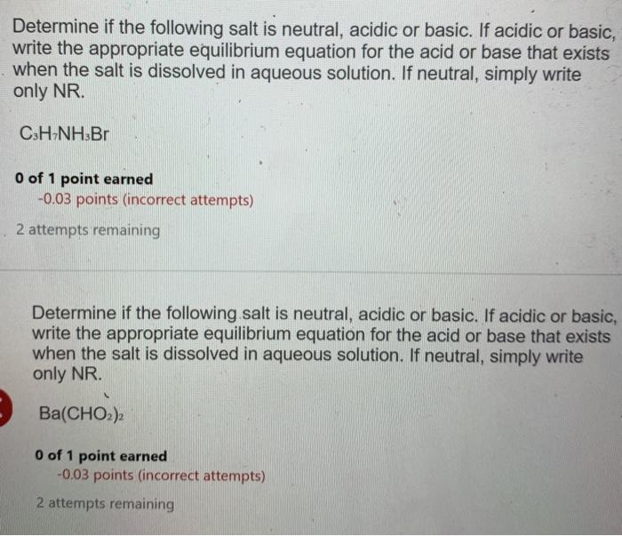 Solved Determine if the following salt is neutral, acidic or | Chegg.com
