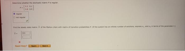 Solved Determine Whether The Stochastic Matrix P Is Regular