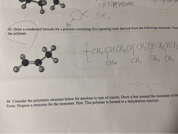 Solved 45. Draw a condensed formula for a polymer containing | Chegg.com