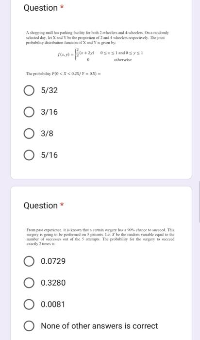 Solved A shopping null has purking facility for both | Chegg.com
