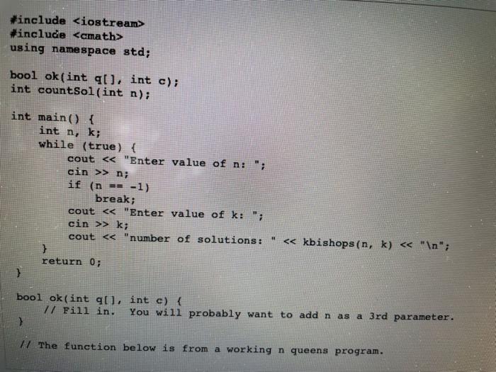 Solved k bishops on an nXn chessboard We have previously | Chegg.com