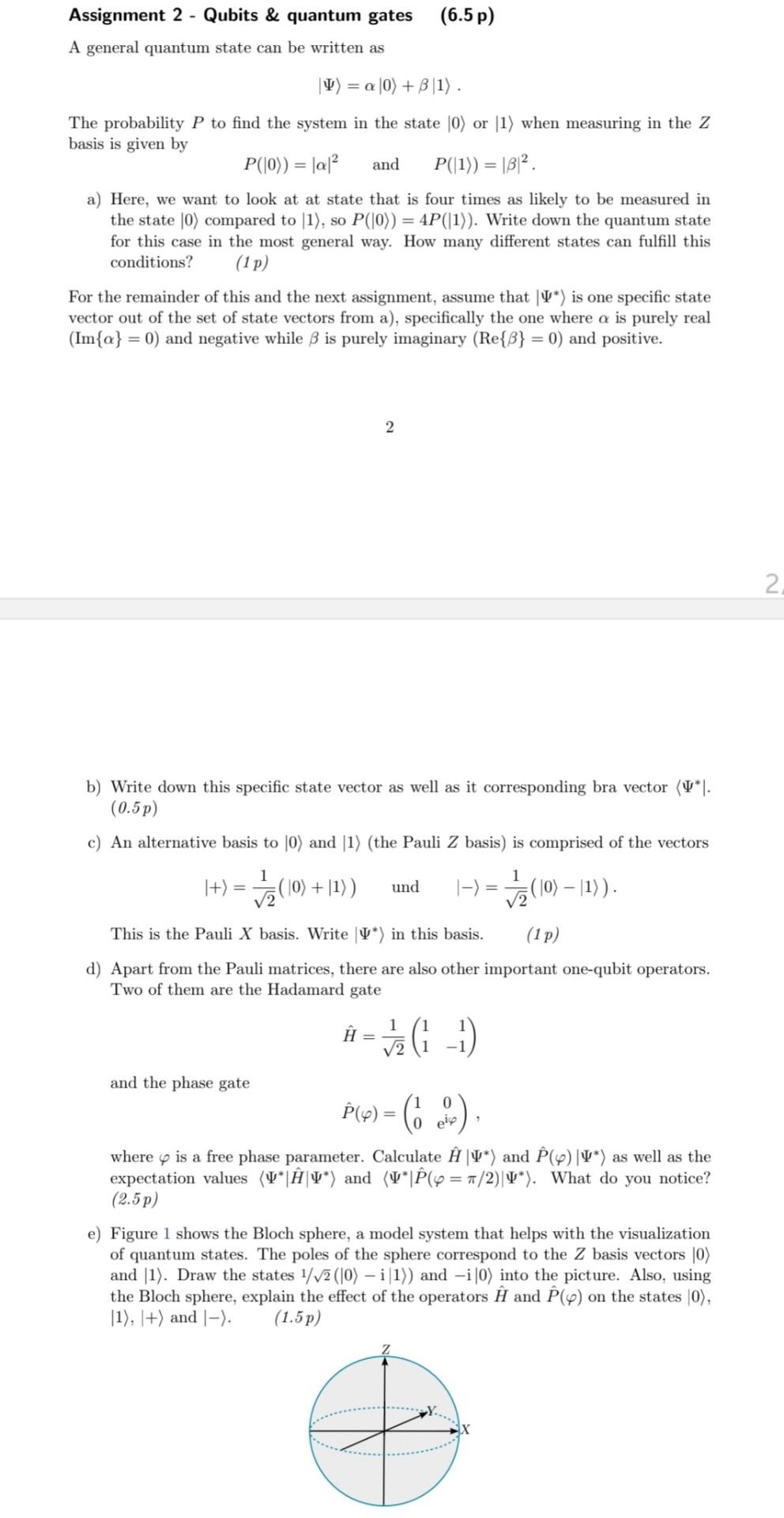 Solved Assignment 2 - Qubits \& quantum gates (6.5p) A | Chegg.com