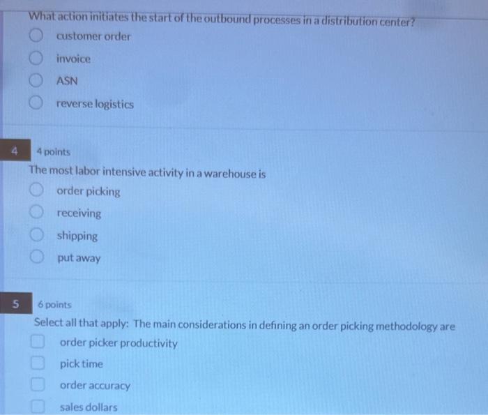 Solved What action initiates the start of the outbound | Chegg.com