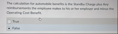 Solved The calculation for automobile benefits is the | Chegg.com