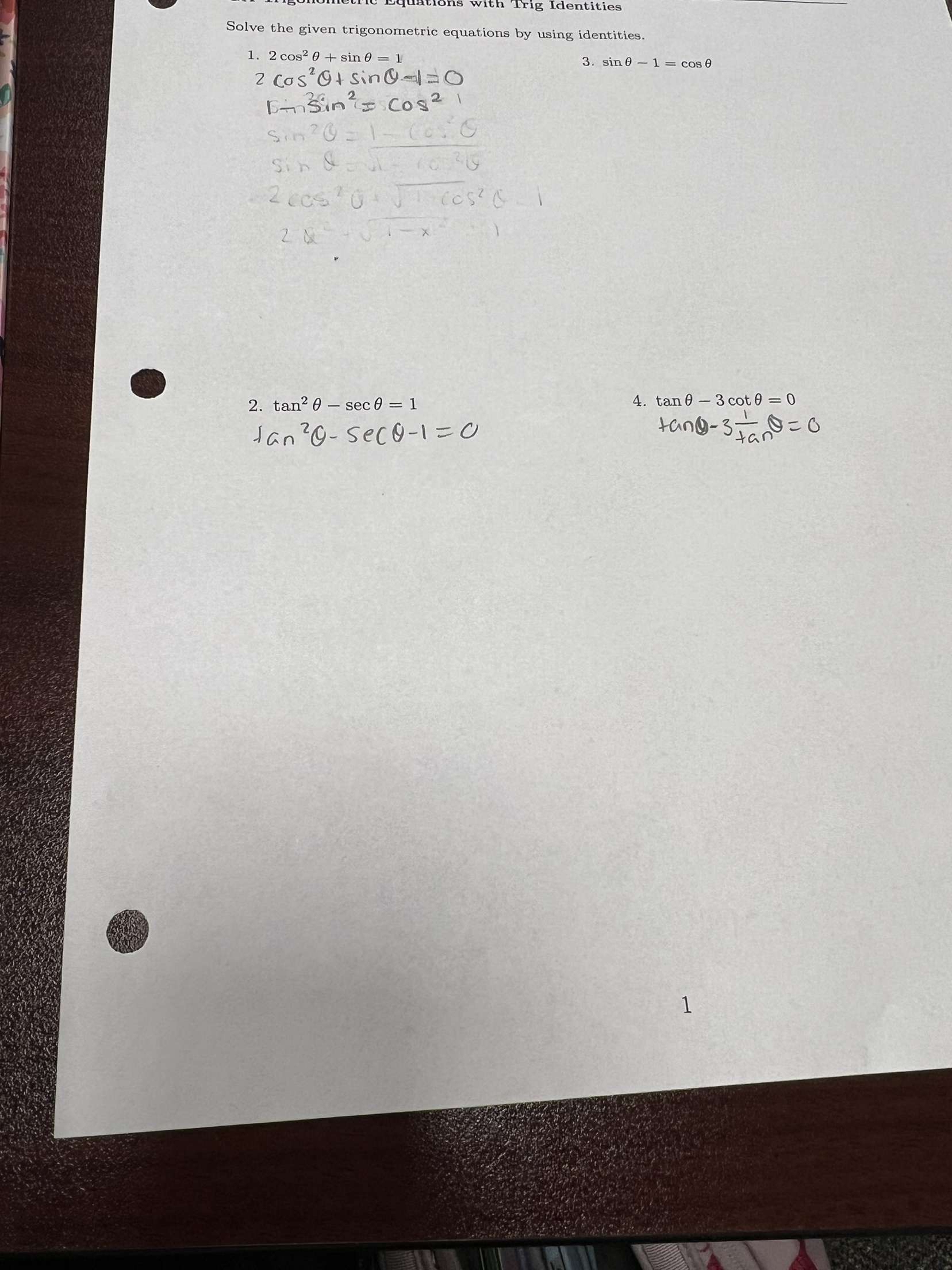 Solved Solve the given trigonometric equations by using | Chegg.com