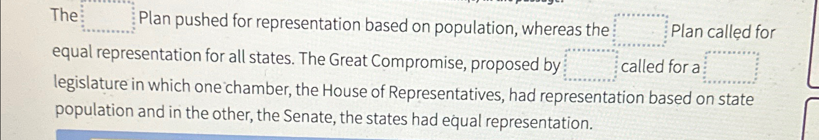 Solved The Plan pushed for representation based on | Chegg.com