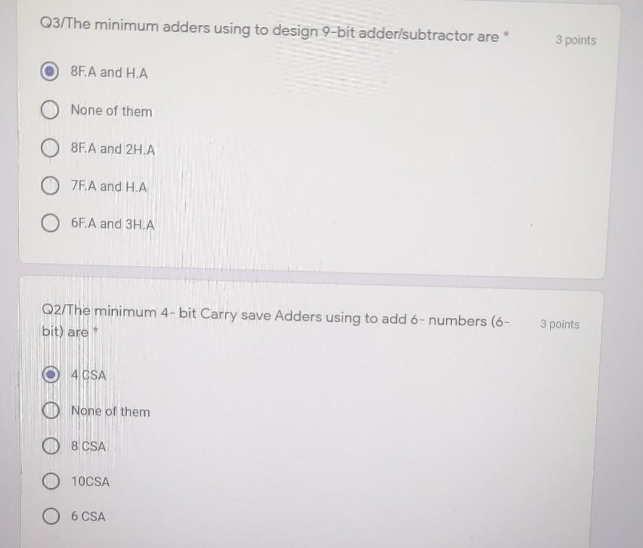 Solved Q3/The minimum adders using to design 9-bit | Chegg.com
