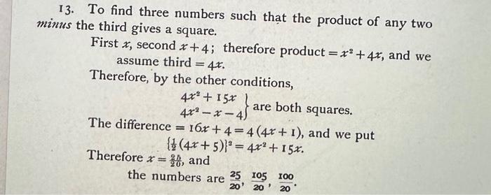 Solved 13. To find three numbers such that the product of | Chegg.com