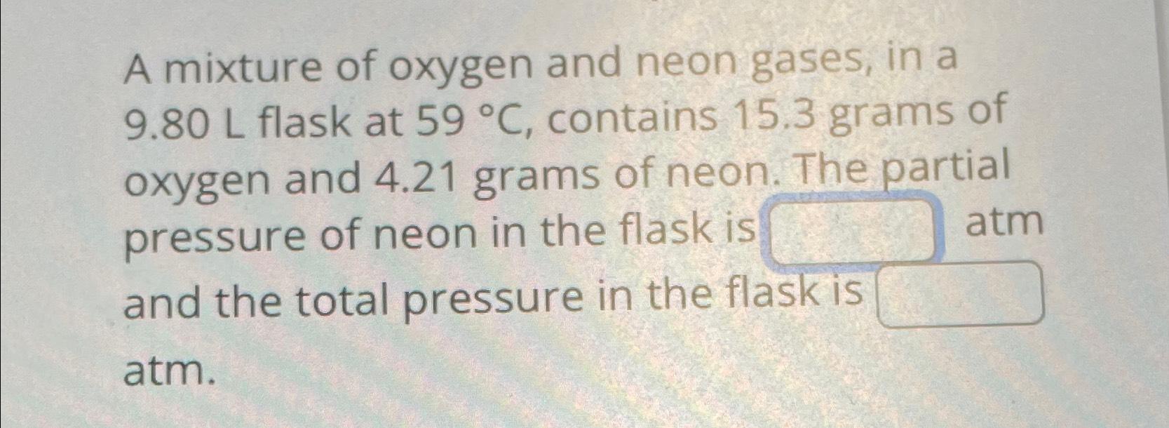Solved A mixture of oxygen and neon gases, in a 9.80 ﻿L | Chegg.com