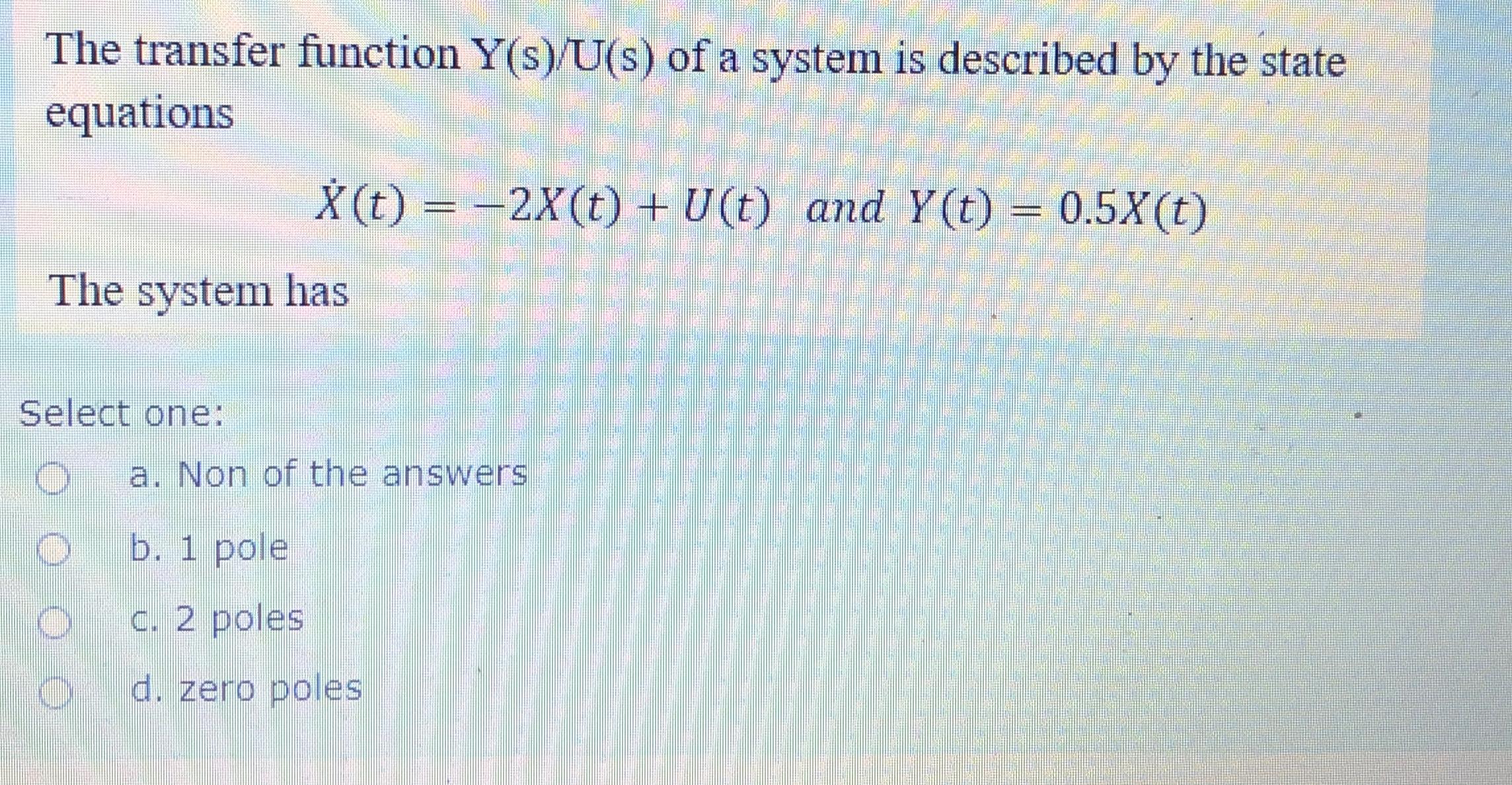 Solved The transfer function YsU(s) ﻿of a system is | Chegg.com