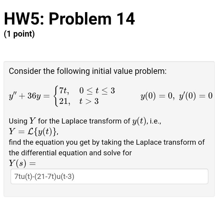 HW5: Problem 14 (1 point) Consider the following | Chegg.com