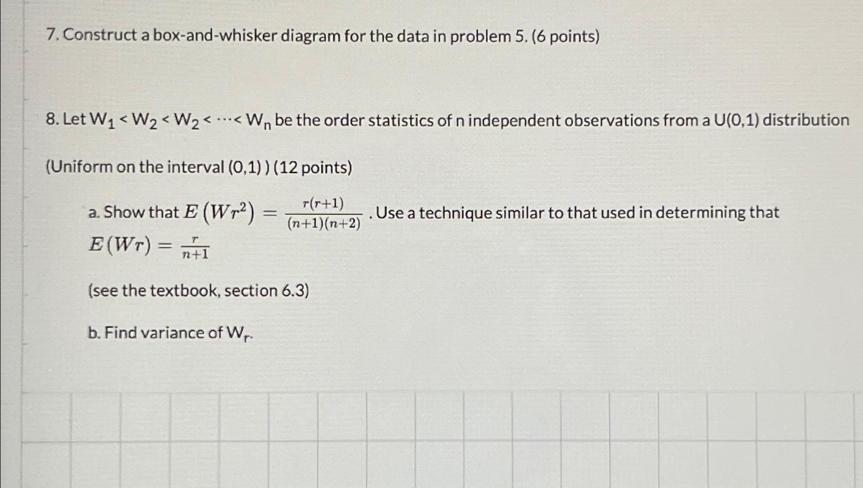 Solved Construct a box-and-whisker diagram for the data in | Chegg.com