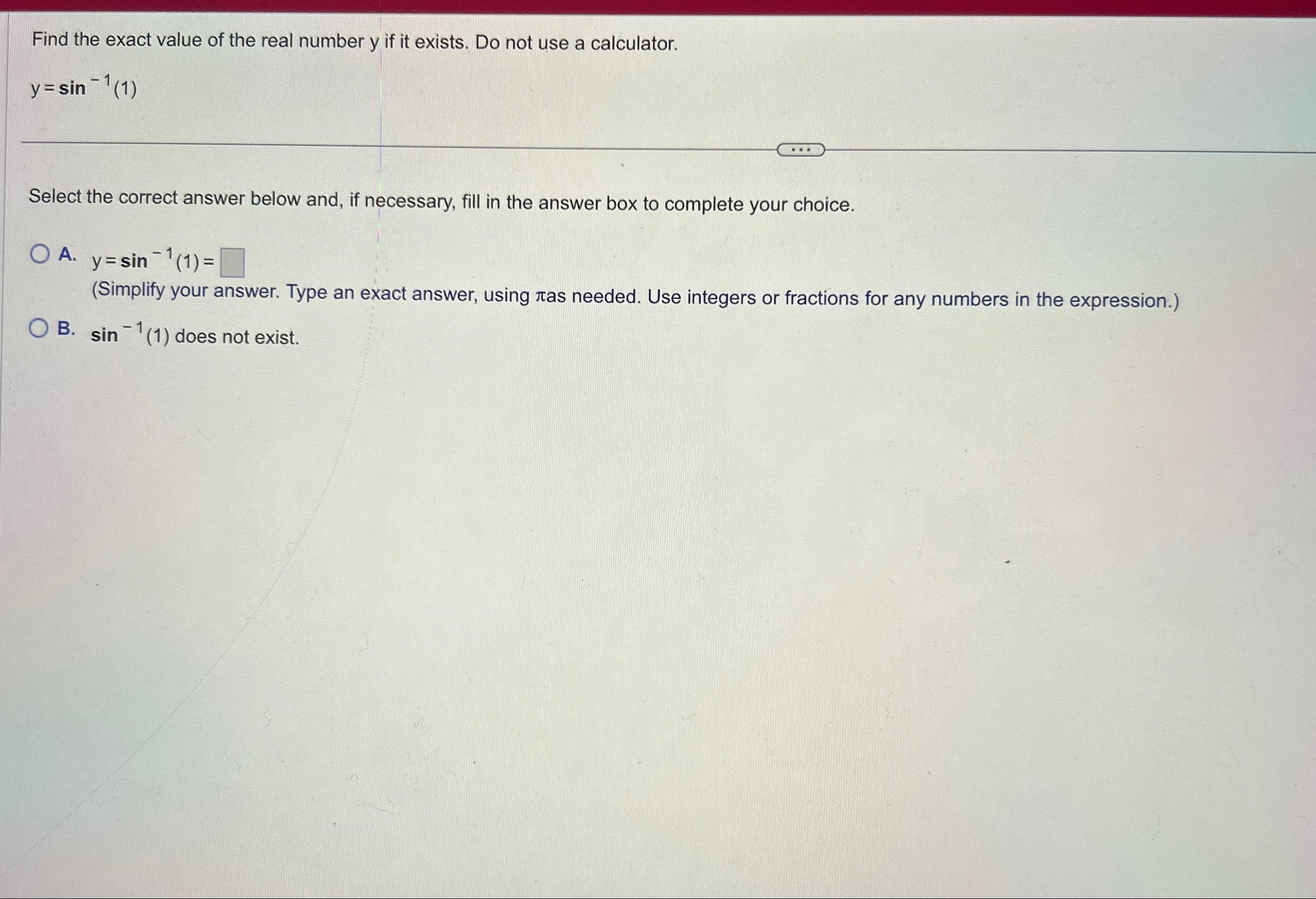 Solved Find the exact value of the real number y ﻿if it | Chegg.com