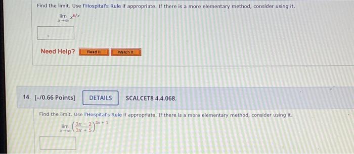 Solved limx→∞(9x−ln(x)) −/0.66 Points] SCALCET8 4.4.059.MI. | Chegg.com