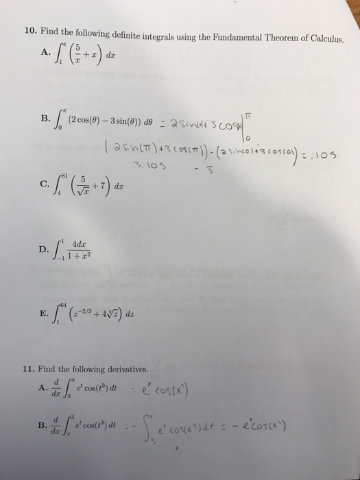 Solved 10. Find the following definite integrals using the | Chegg.com