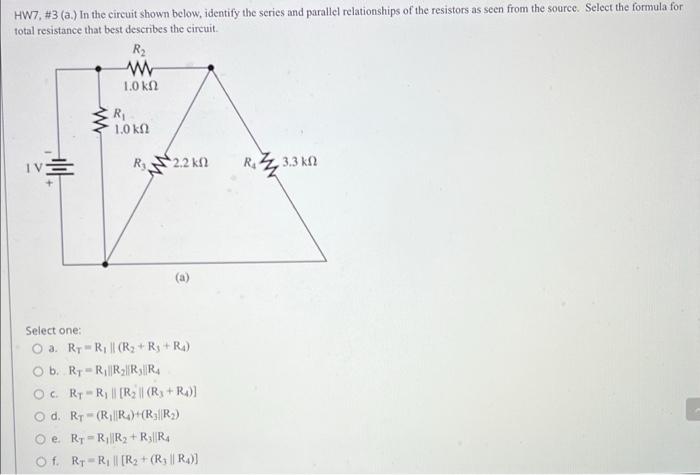 Solved HW7, #3 (a.) In the circuit shown below, identify the | Chegg.com