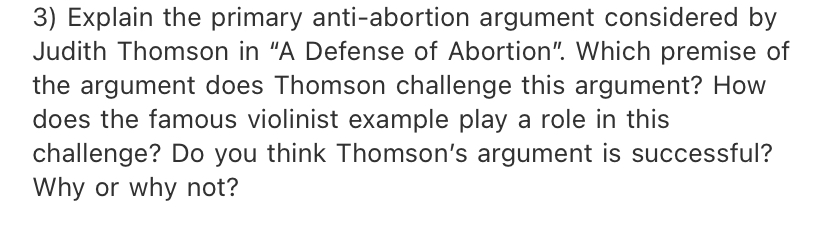 Solved Explain the primary anti-abortion argument considered | Chegg.com