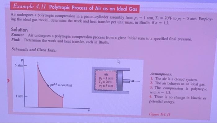 Solved Example 4.11 Polytropic Process of Air as an Ideal | Chegg.com